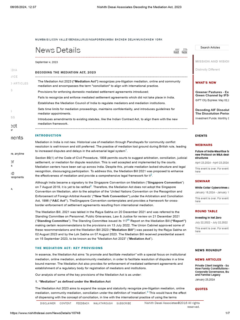 Overview of the Mediation Act 2023 | PDF | Mediation | Arbitration