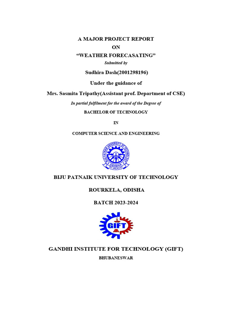 Weather Forecasting Final Project Report | PDF | Weather Forecasting ...