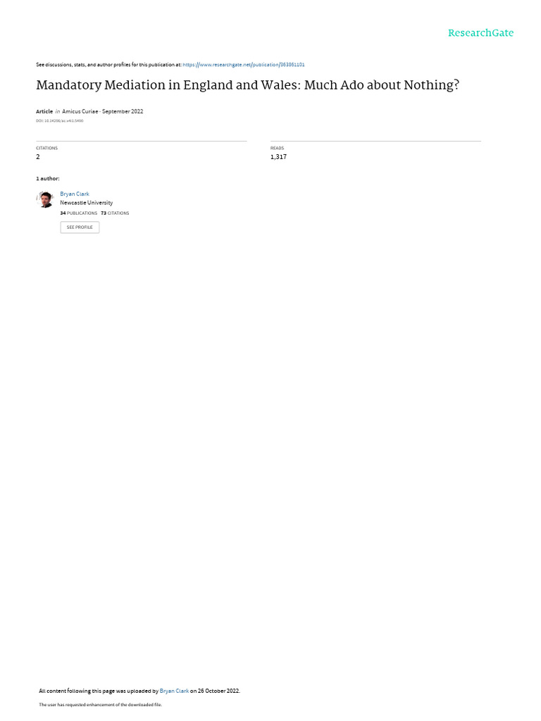 Mandatory Mediation in England & Wales | PDF | Mediation | Alternative ...