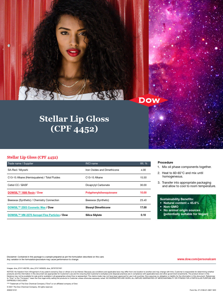 27 3166 01 Stellar Lip Gloss CPF 4452 | PDF | Dow Chemical Company ...