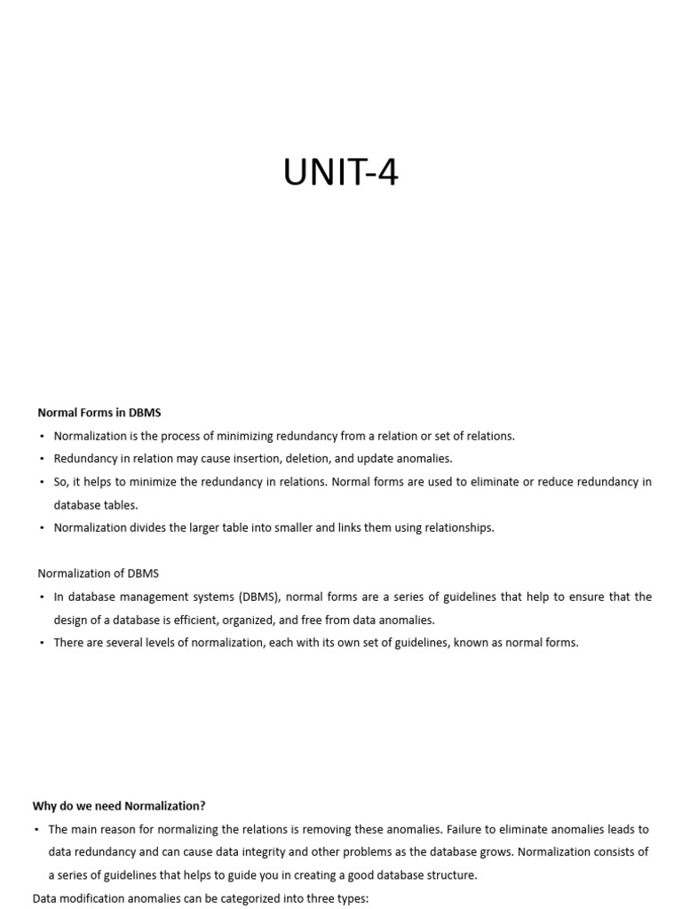 Unit 4 | PDF | Data Management | Databases