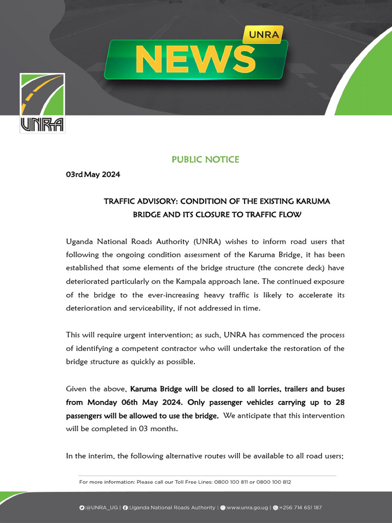Public Notice-Karuma Bridge Closure | PDF