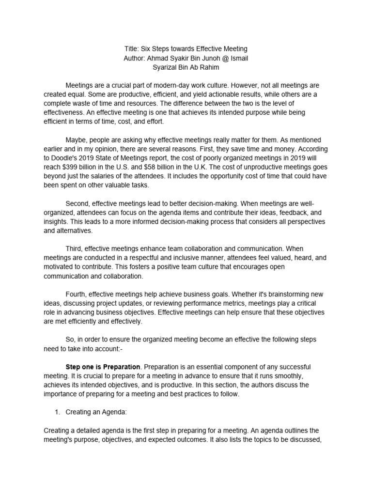 Title - Six Steps Towards Effective Meeting | PDF | Consensus Decision ... Title - Six Steps Towards Effective Meeting | PDF | Consensus Decision ...