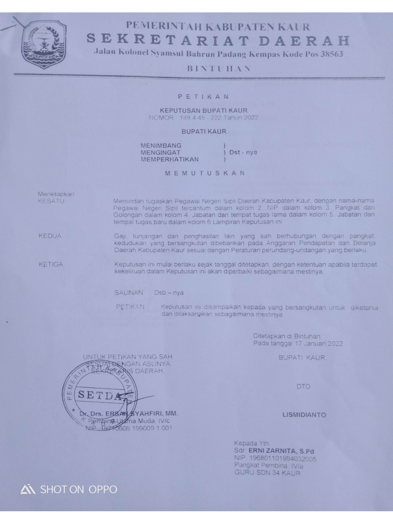 SK Mutasi Dari 61 Ke 34 - 11zon | PDF