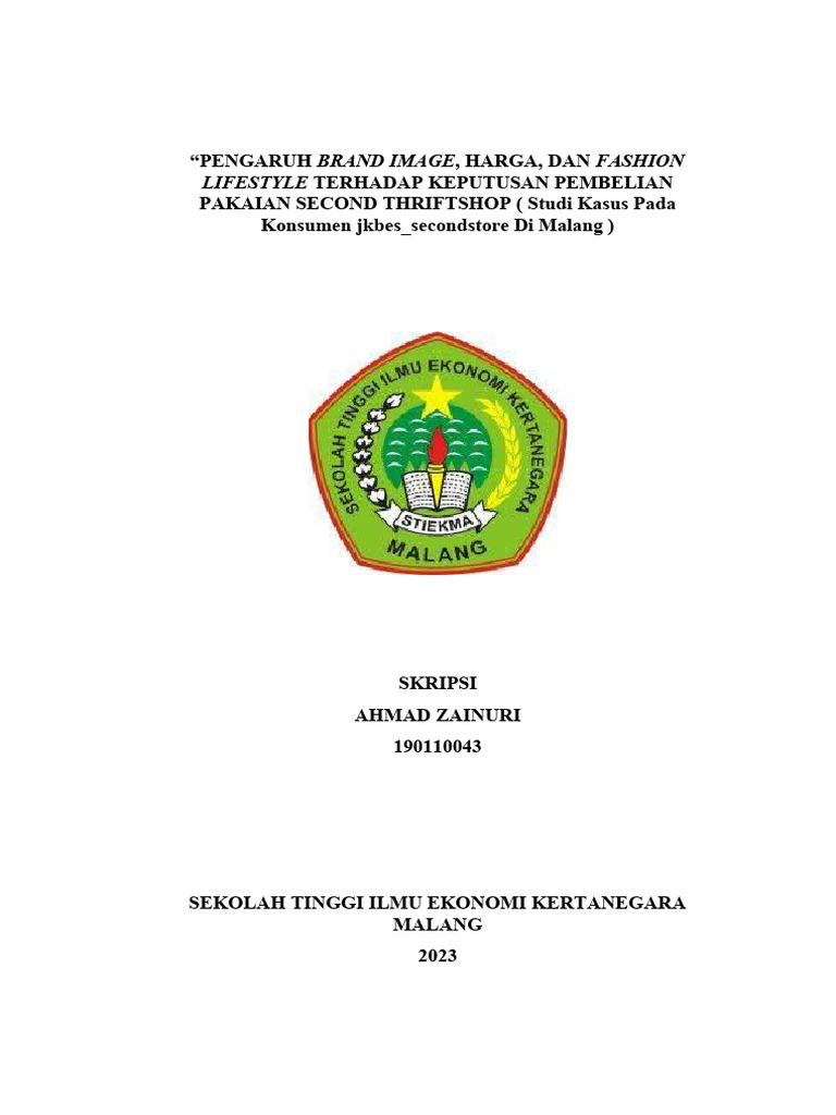 Pengaruh Brand Image dan Harga Thrift | PDF