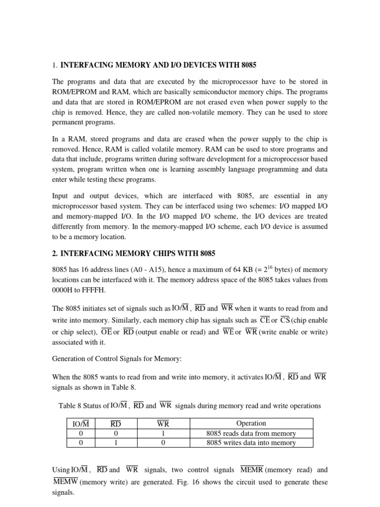 Memory and IO Interfacing - 1 | PDF | Input/Output | Computer Memory