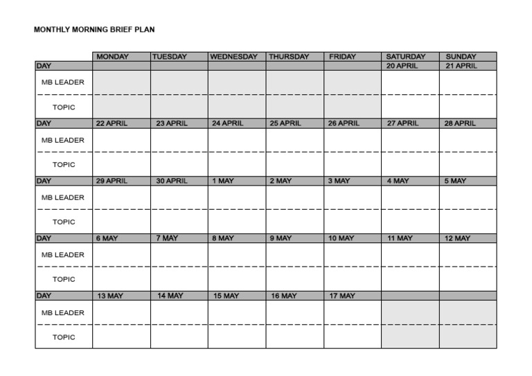 Weekly Morning Brief Schedule | PDF | Art