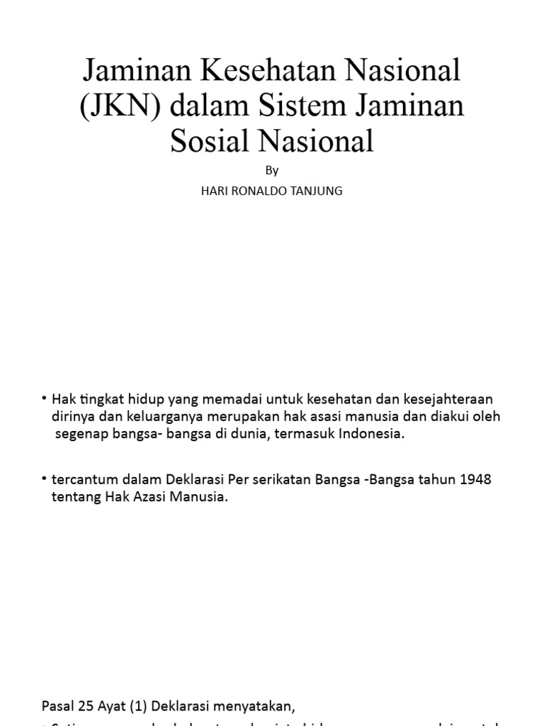 Jaminan Kesehatan Nasional (JKN) Dalam Sistem | PDF | Gaya Hidup