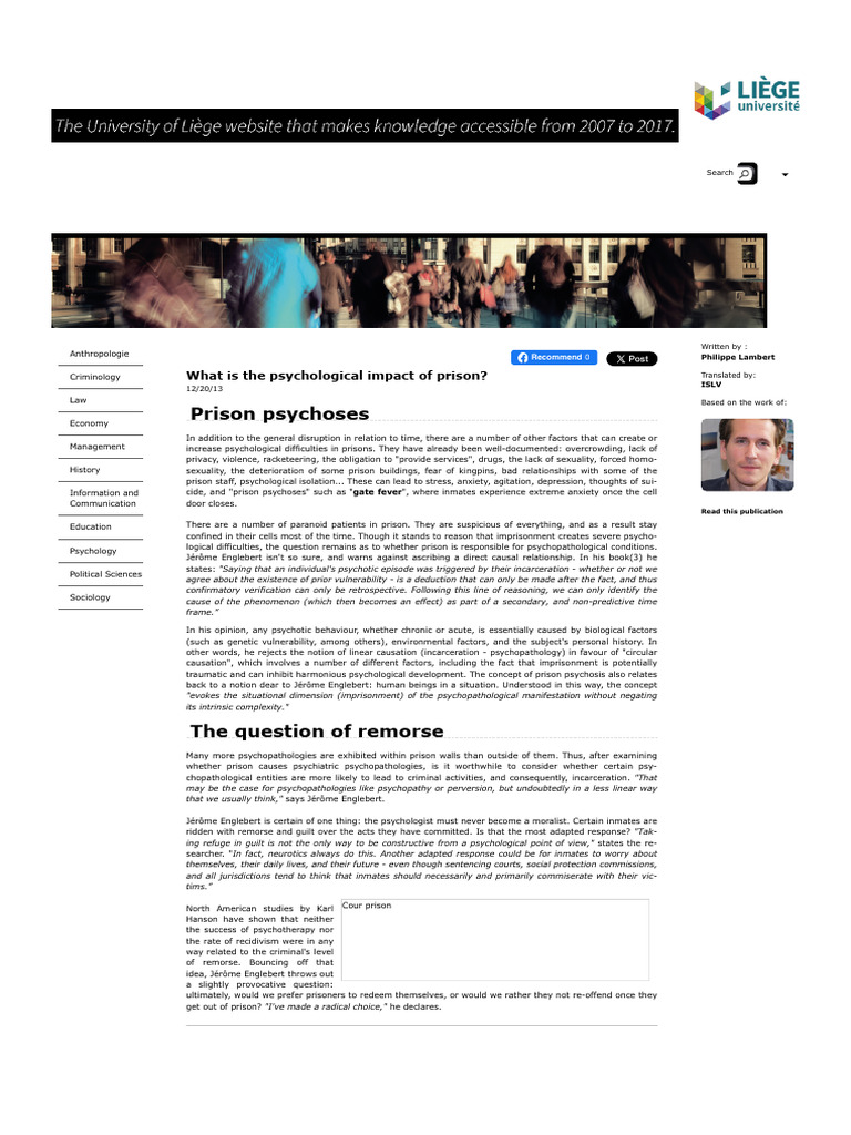 What Is The Psychological Impact of Prison? - Reflexions | PDF | Prison ...