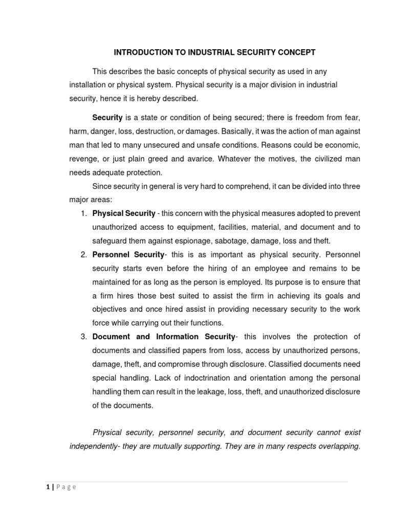 Introduction To Industrial Security Concept | PDF | Lighting | Physical Security