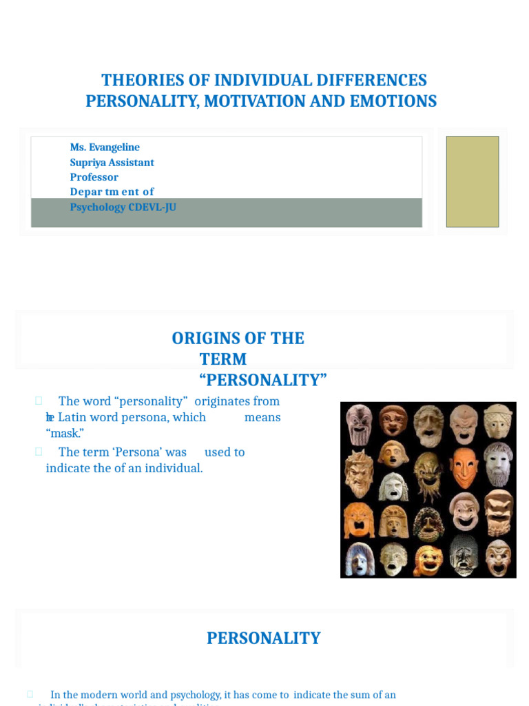 Theories of Individual Differences | PDF | Id | Emotions
