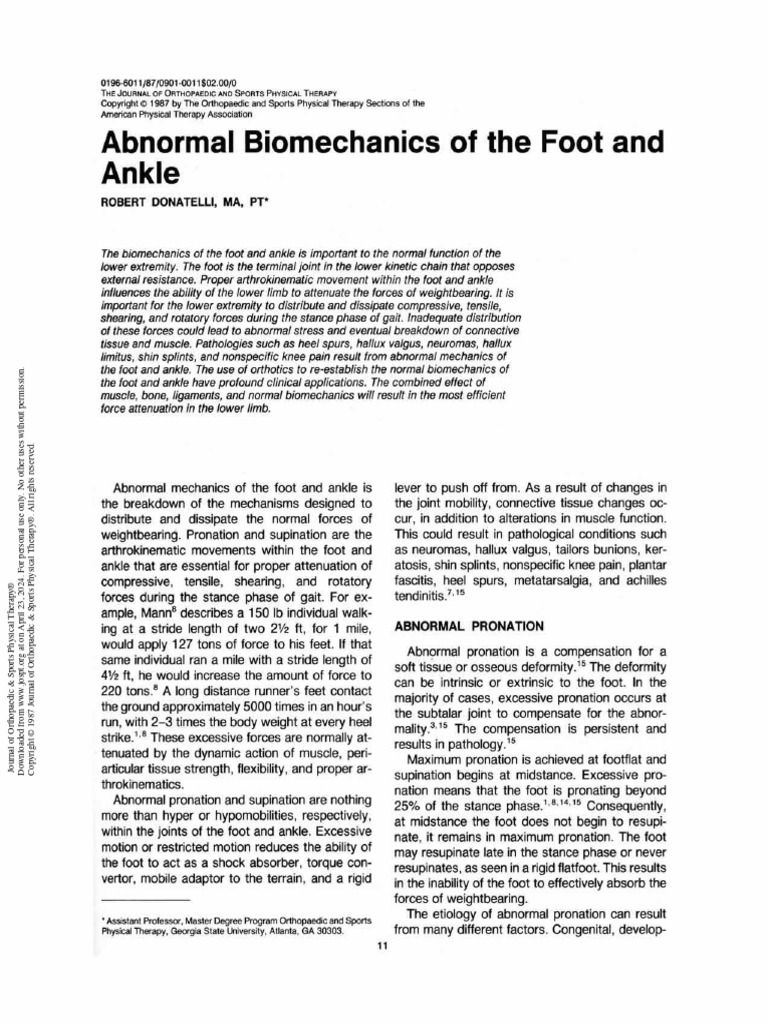 Donatelli 1987 Abnormal Biomechanics of The Foot and Ankle | PDF | Foot ...