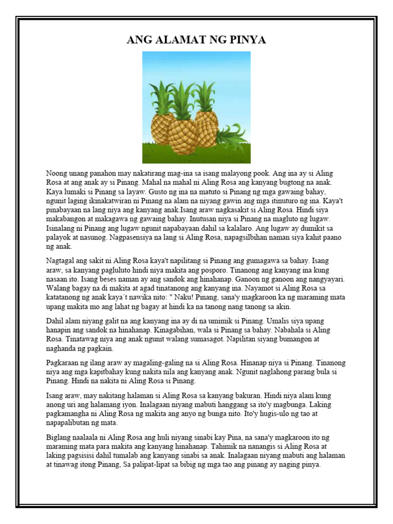 Ang Alamat NG Pinya | PDF