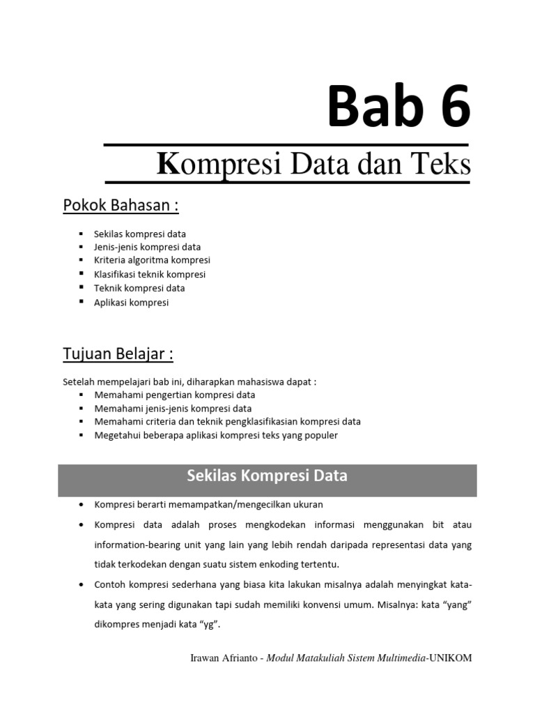 Kompresi Data dan Teks dalam Multimedia | PDF | Metode & Bahan Ajar ...