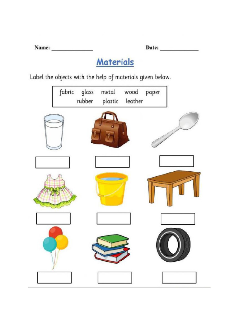 Materials Worksheet | PDF