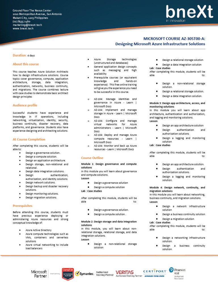 Microsoft Course Outline - AZ-305T00 - Designing Microsoft Azure ...