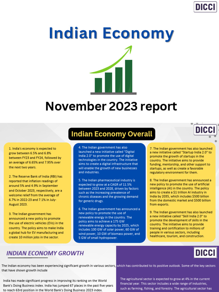 Indian Economy November 2023 Report PPT Format | PDF | Economic Growth ...