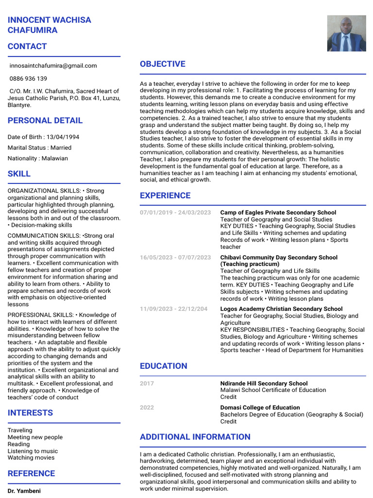 My Update CV | Download Free PDF | Teachers | Lesson Plan