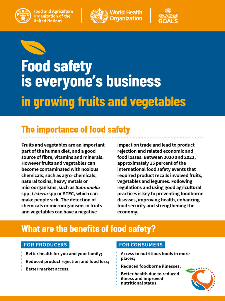 FAO & WHO Food Safety Is Everyone's Business - in Growing Fruits and ...