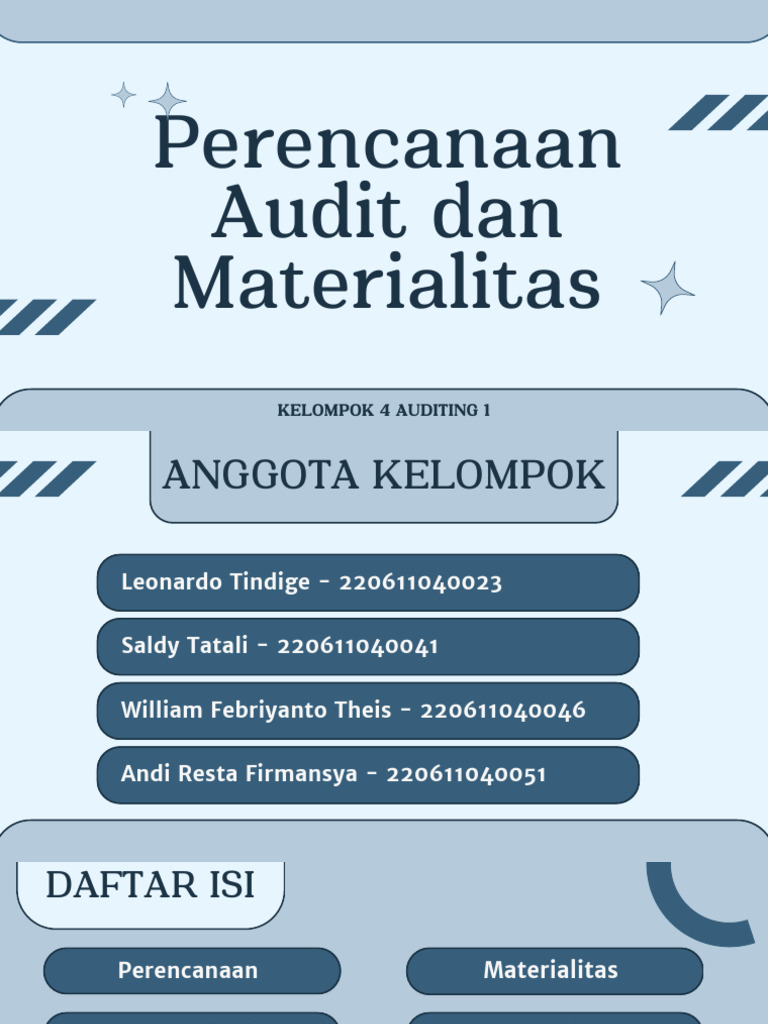 KELOMPOK 4 AUDIT 'Perencanaan Audit Dan Materialitas' | PDF