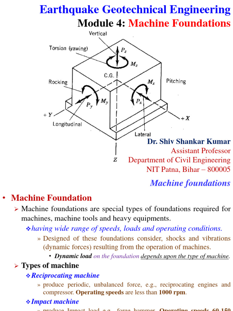 Module-4 Machine Foundation Introduction | PDF | Piston | Engines
