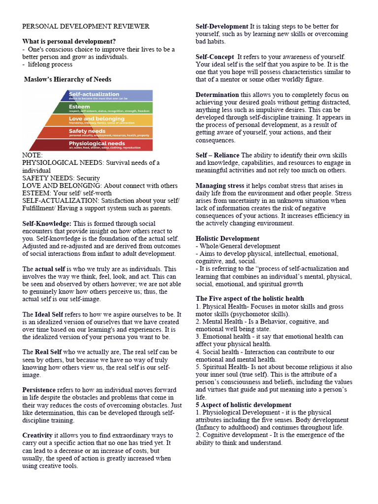 Personal Development Reviewer w1 9 | PDF | Stress (Biology) | Bulimia ...