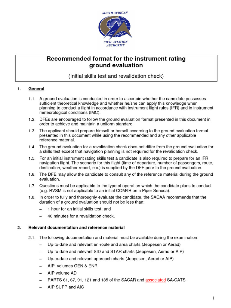Oral examination Format Instrument rating (1) | PDF | Instrument Flight ...