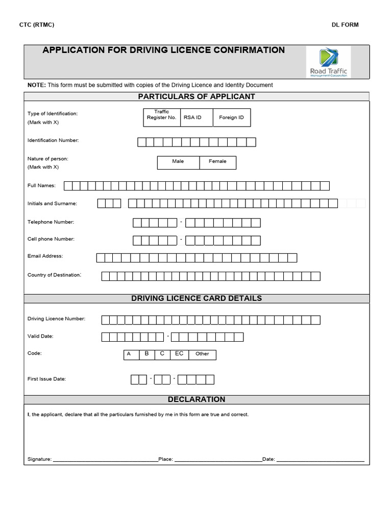 DL Confirmation Application Form | PDF | Law