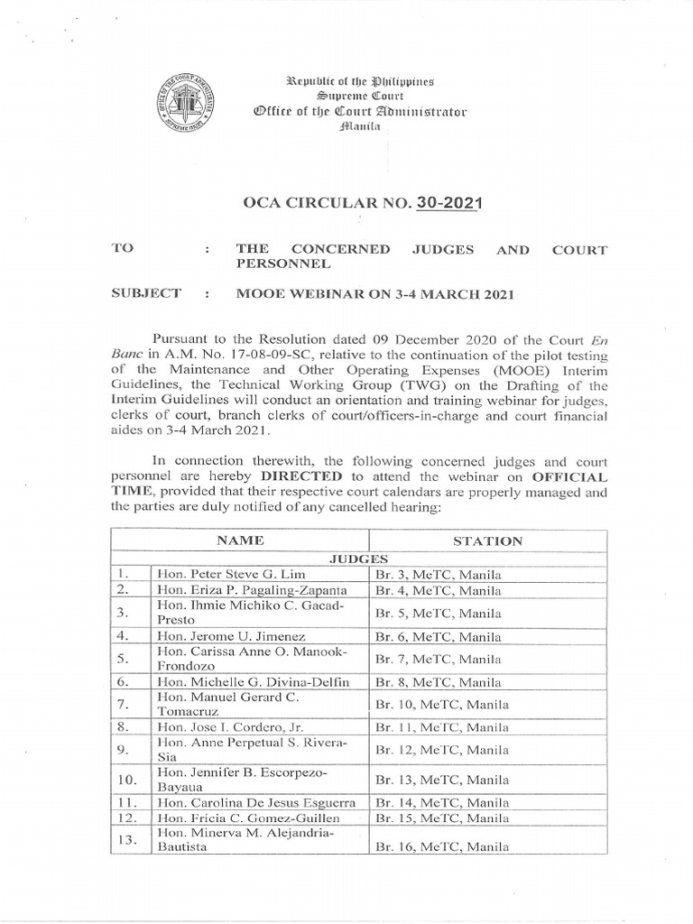 OCA Circular No. 30 2021 | PDF OCA Circular No. 30 2021 | PDF