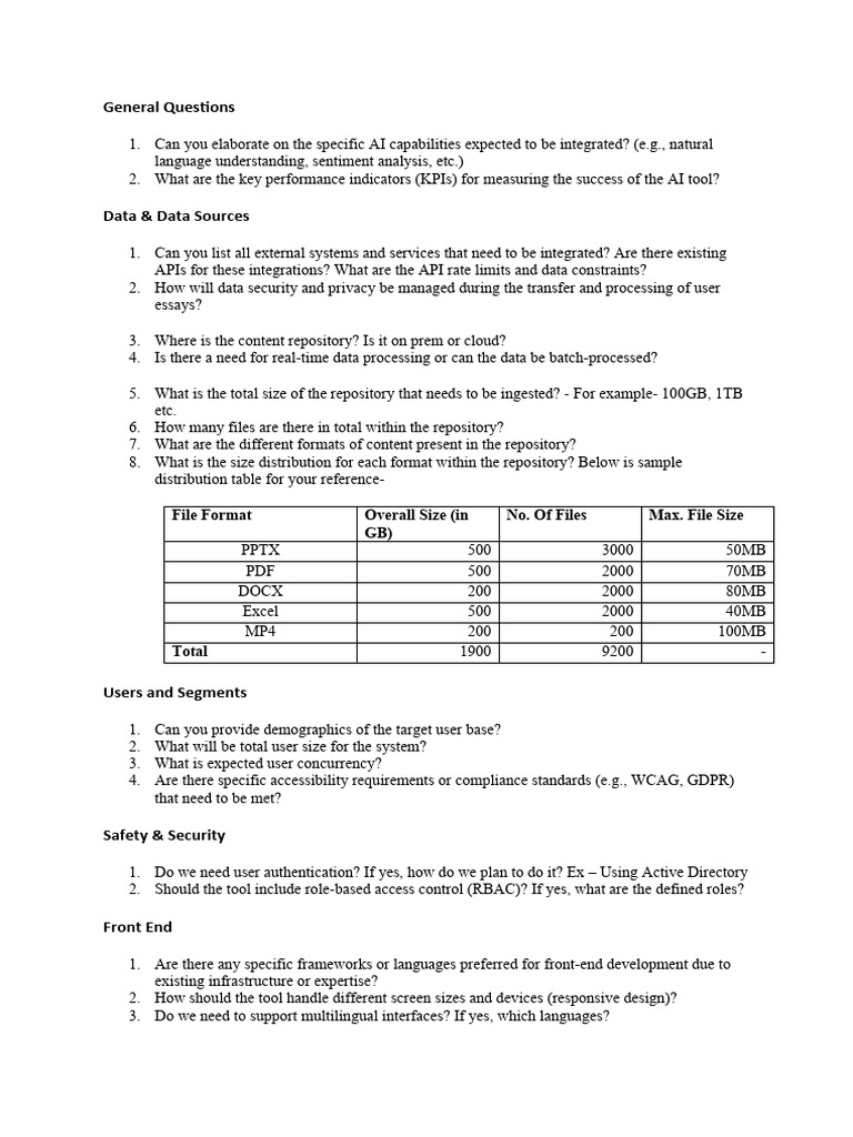 Reach Ivy GenAI Scoping Questions | PDF | Computer Science | Information Science