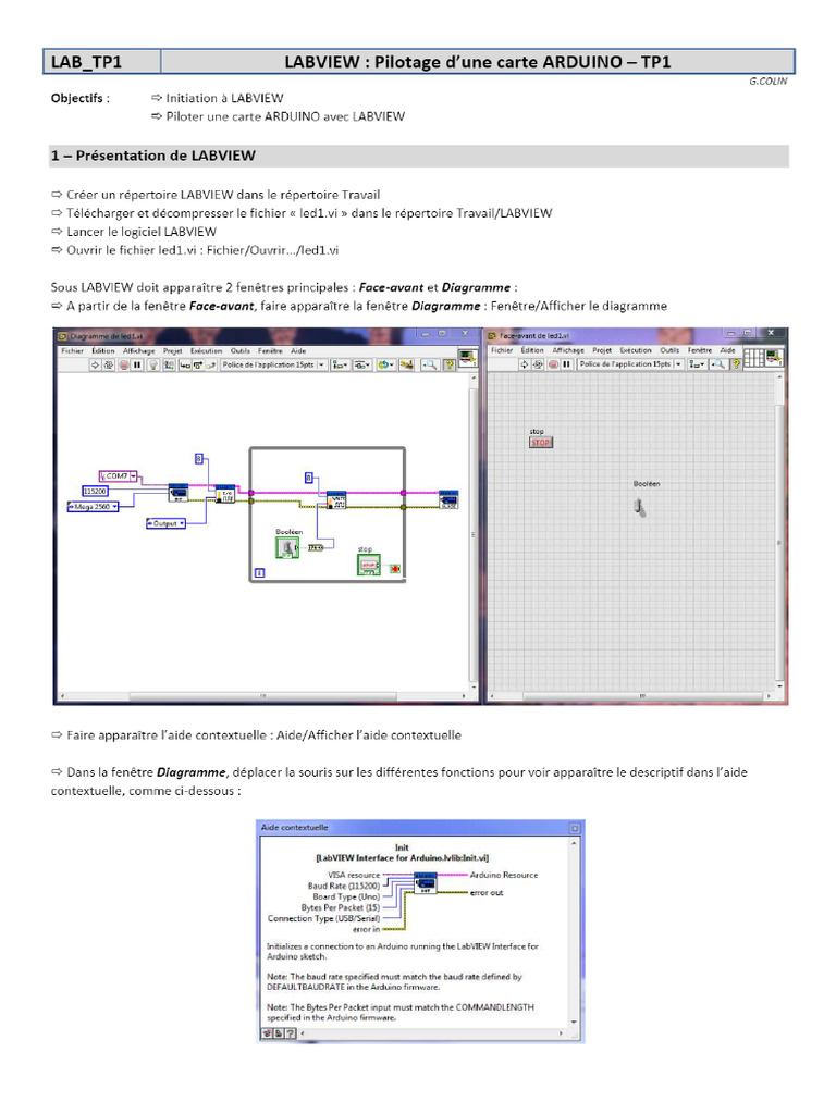LABVIEW - Pilotage D Une Carte ARDUINO TP1 G.COLIN - PDF Téléchargement Gratuit | PDF