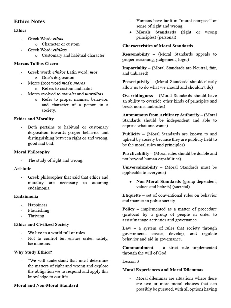 Ethics-Notes | PDF | Morality | Free Will