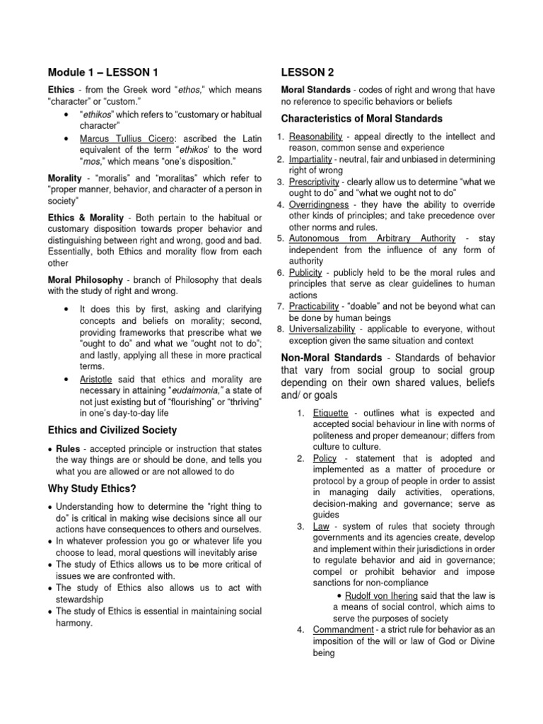 Ethics m1 m2 | PDF | Free Will | Morality