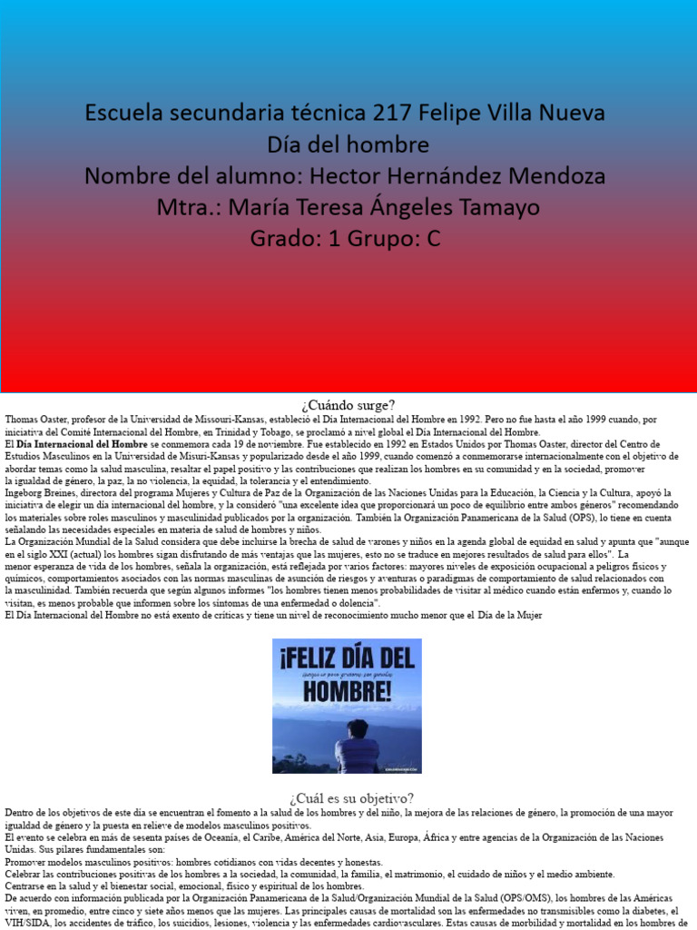 Día Internacional del Hombre: Origen y Significado | PDF | Género ...