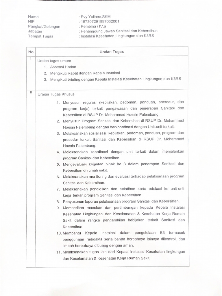 Uraian Tugas Buk Evy | PDF