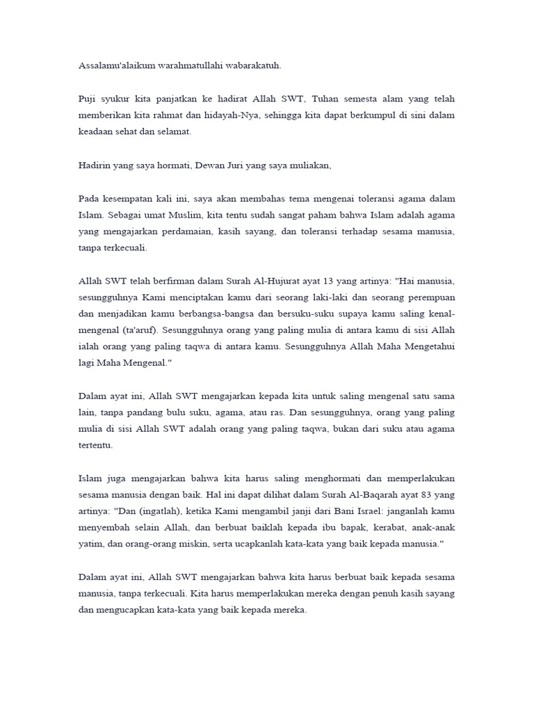 Teks Pidato | PDF | Ilmu Sosial | Agama & Spiritualitas