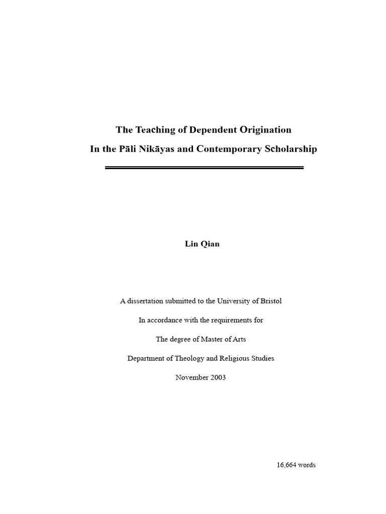 "Dependent Origination in Pāli Nikāyas" | PDF | Buddhist Philosophy | Pali