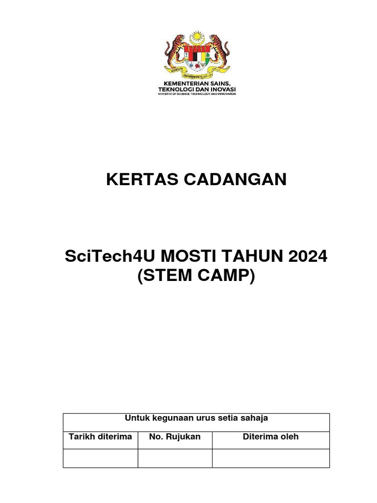 Kertas Cadangan Scitech4u Mosti Tahun 2024 (Stem Camp) | PDF