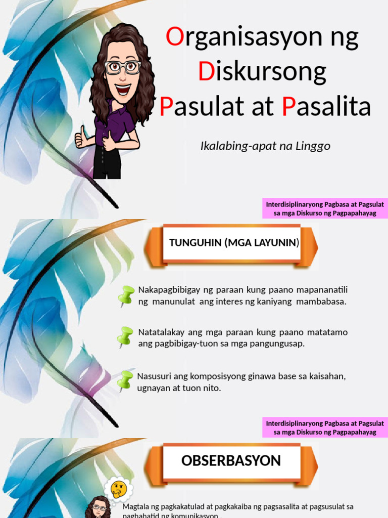 Ika14 15 Na Linggo PPT DISKURSONG PASULAT AT PASALITA - pptx-1 | PDF