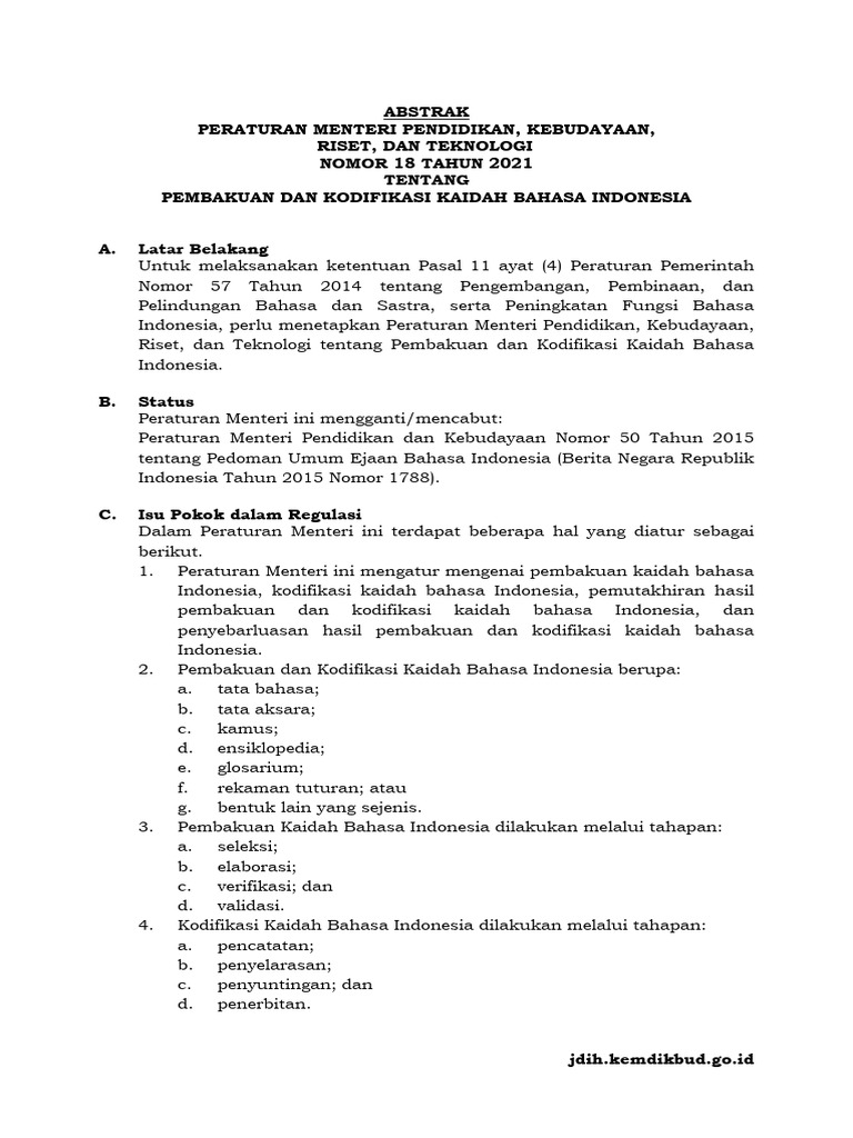 Peraturan Menteri Pendidikan, Kebudayaan, Riset, Dan Teknologi Nomor 37 Tahun 2022 Tentang ...