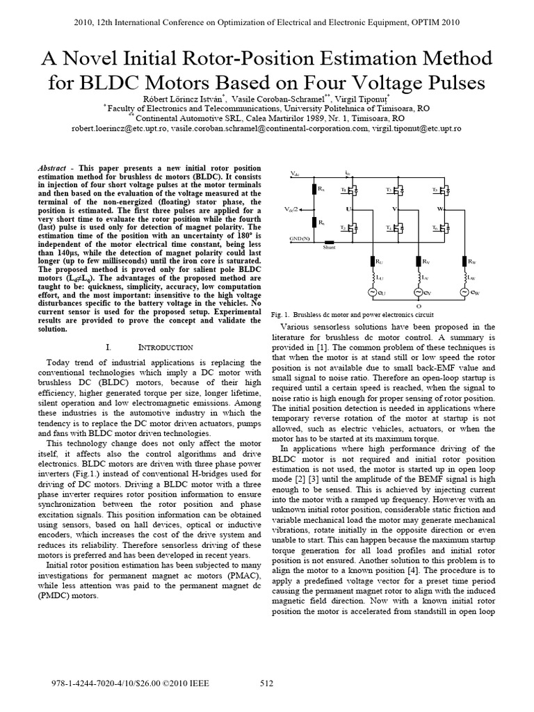 Rotor Position Estimation for BLDC Motors | PDF | Electric Motor ...