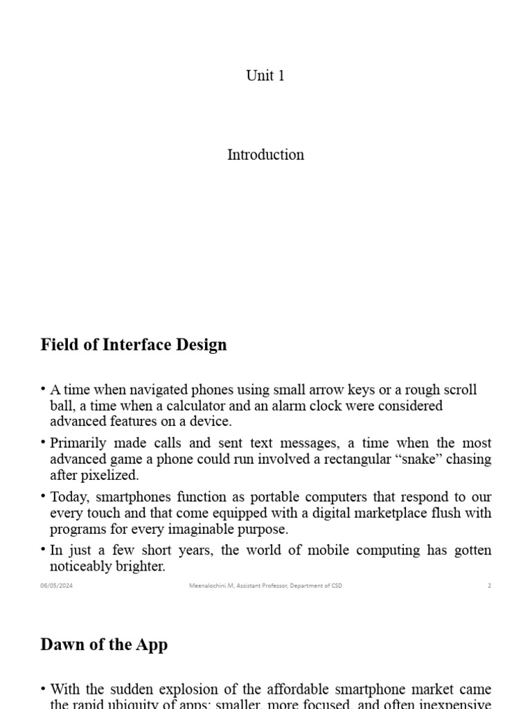 Unit 1-Introduction to interface design | PDF | Android (Operating System) | Tablet Computer