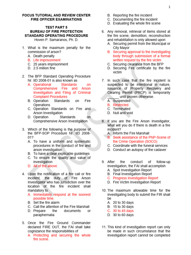 5 FOE ANSWER KEY | PDF | Crime & Violence | Arson