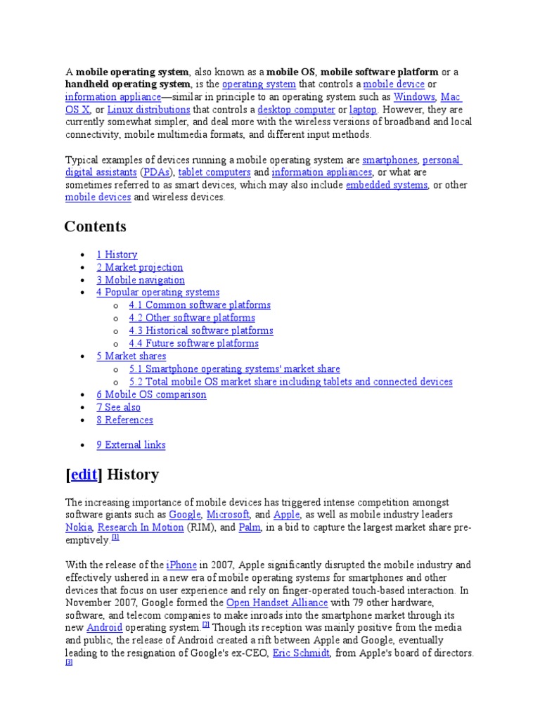A Mobile Operating System | PDF | Smartphone | Android (Operating System)