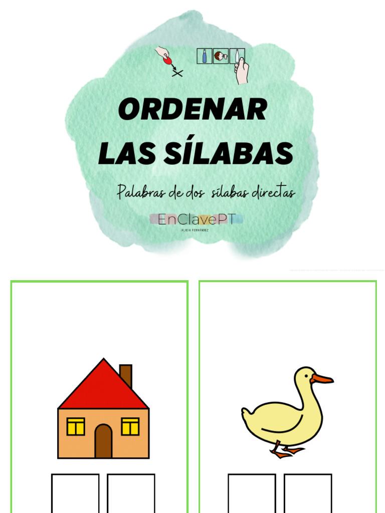 Ordenar las sílabas_Palabras de 2 sílabas | PDF