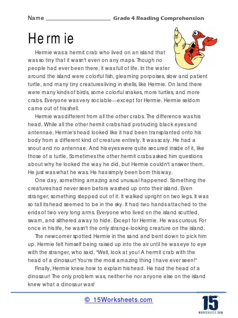 Hermie: Grade 4 Reading Comprehension | PDF