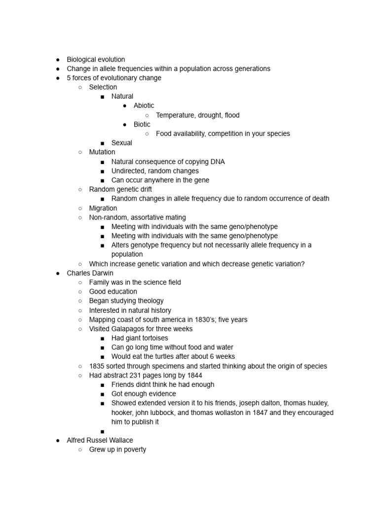 Evolutionary Forces and Key Contributors | PDF | Natural Selection ...
