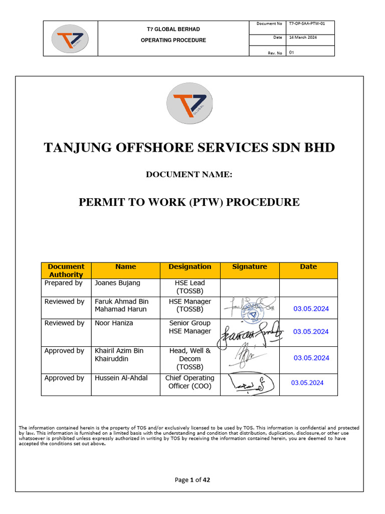 PTW Procedure for SAA Decommissioning | PDF | Risk | Risk Assessment