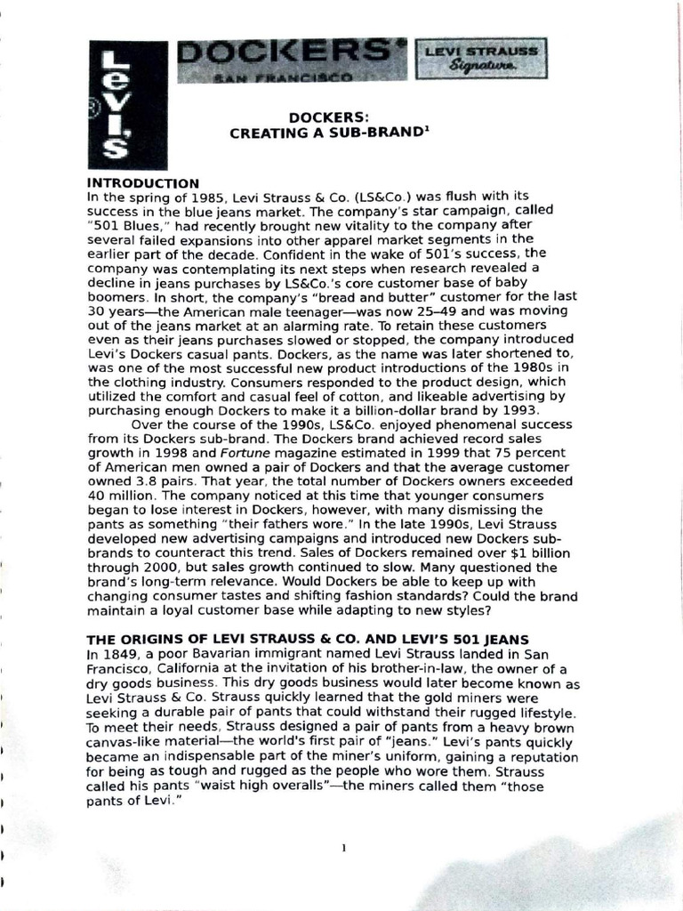 Dockers Creating A Sub-Brand-compressed | PDF | Jeans | Brand