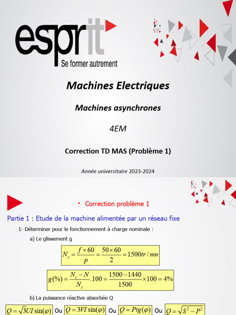 Correction TD MAS Problème-1 | PDF | Électrotechnique | Électricité